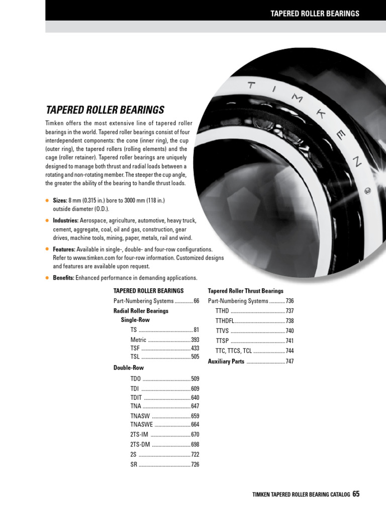 Timken Tapered Roller Bearings Overview | PDF | Bearing (Mechanical ...