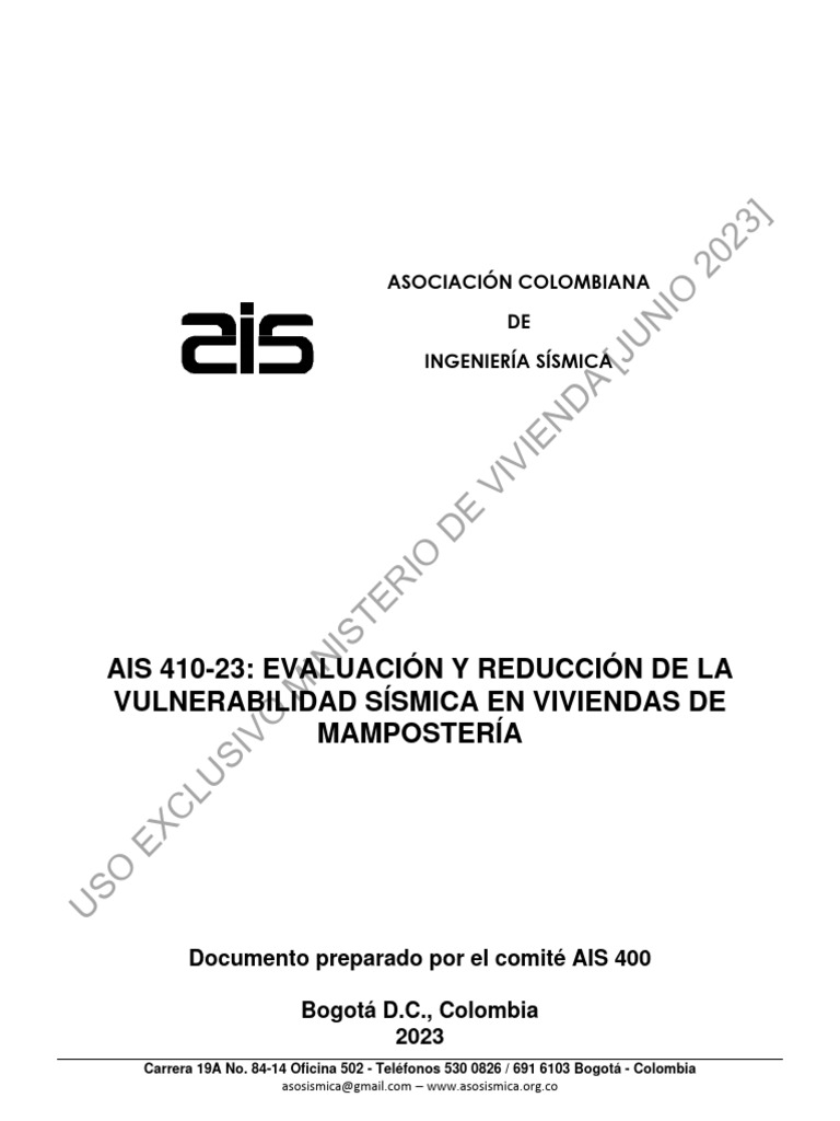 Ais 410-23 | PDF | Albañilería | Colombia