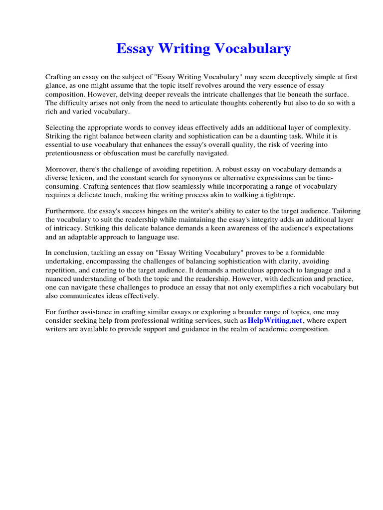 Essay Writing Vocabulary | PDF | Epic Of Gilgamesh | Hero