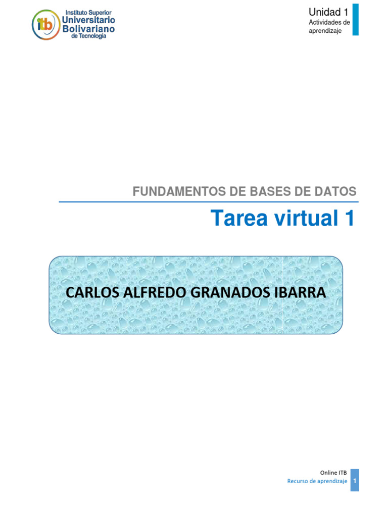 TAREA 1 Carlos Granados BD2 | PDF | SQL | Base de datos relacional
