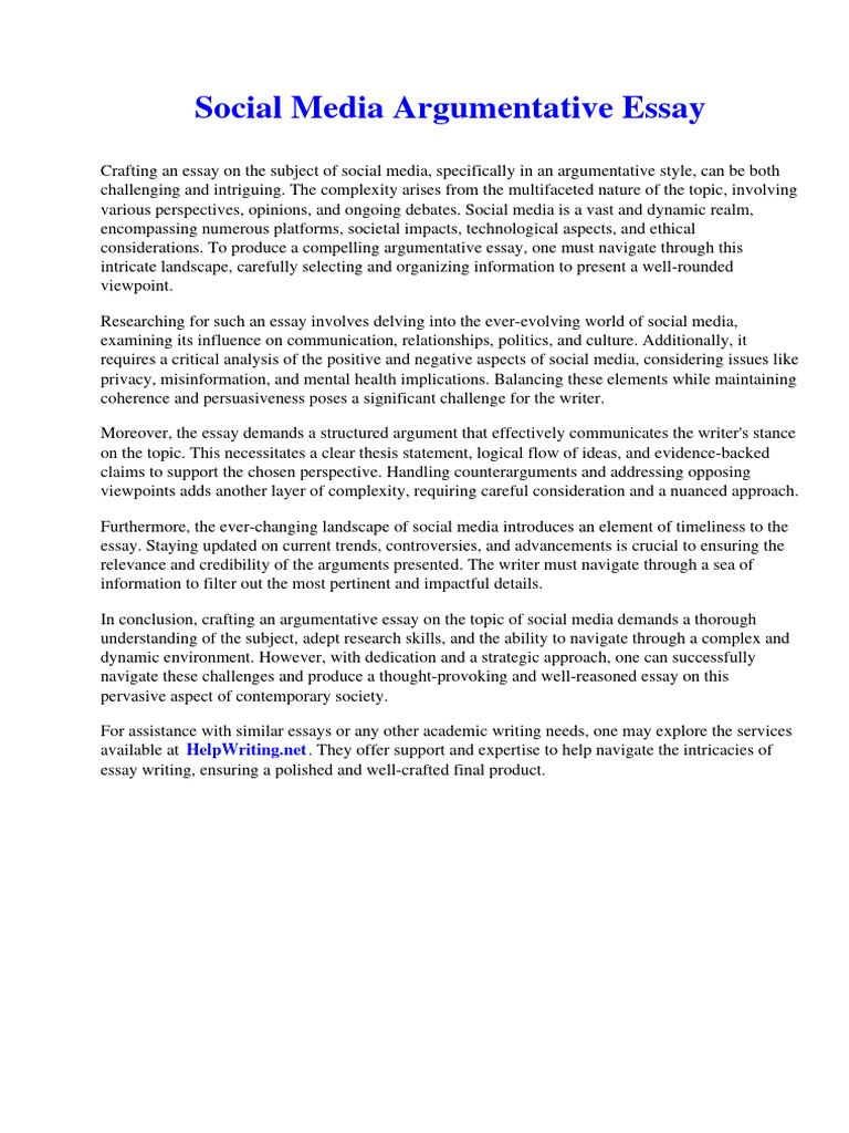 Social Media Argumentative Essay | PDF | Extracellular Matrix | Hewlett ...