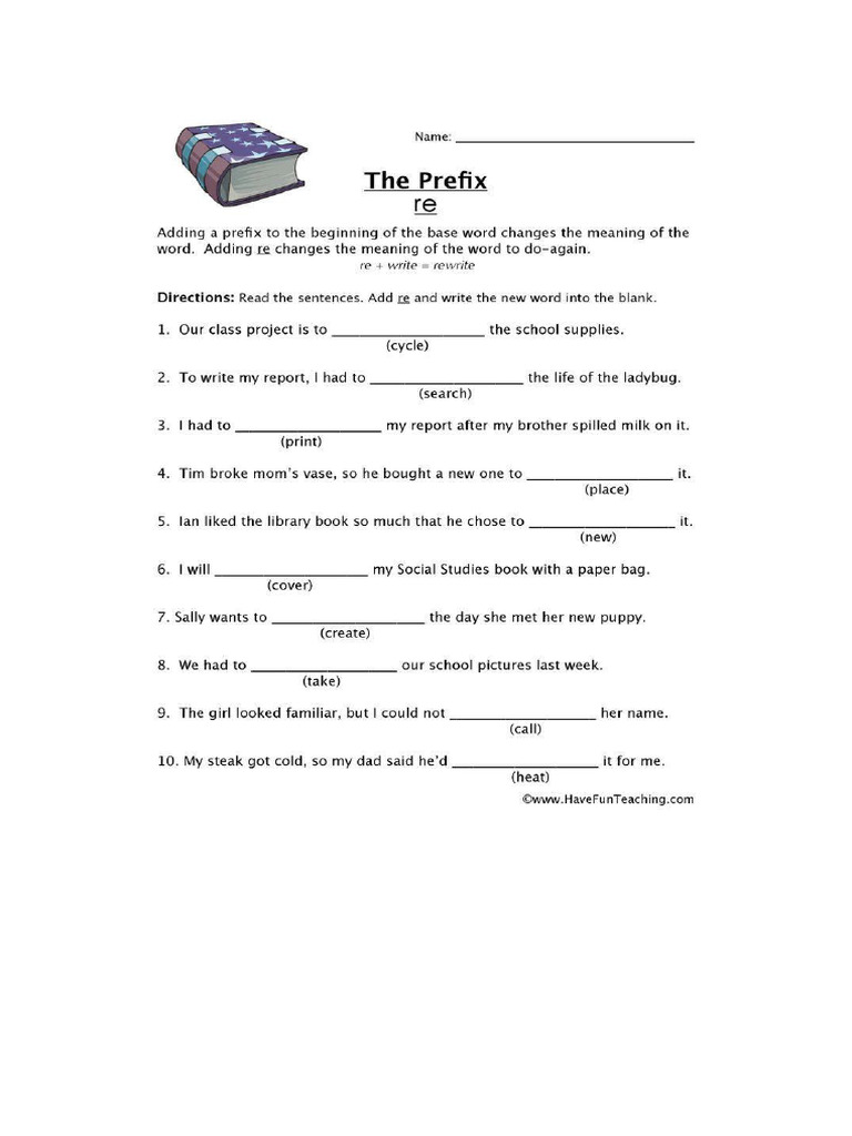 The Prefix Re Activity | PDF