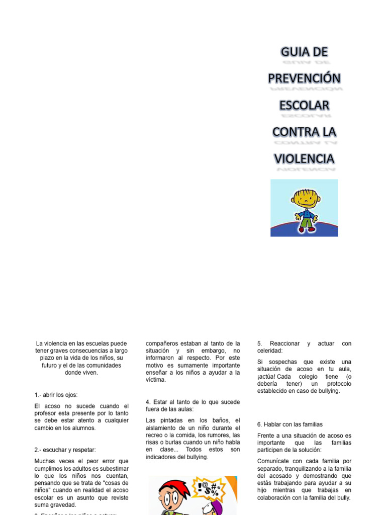 Guia De Prevención Escolar Contra La Violencia Pdf Agresión 5830