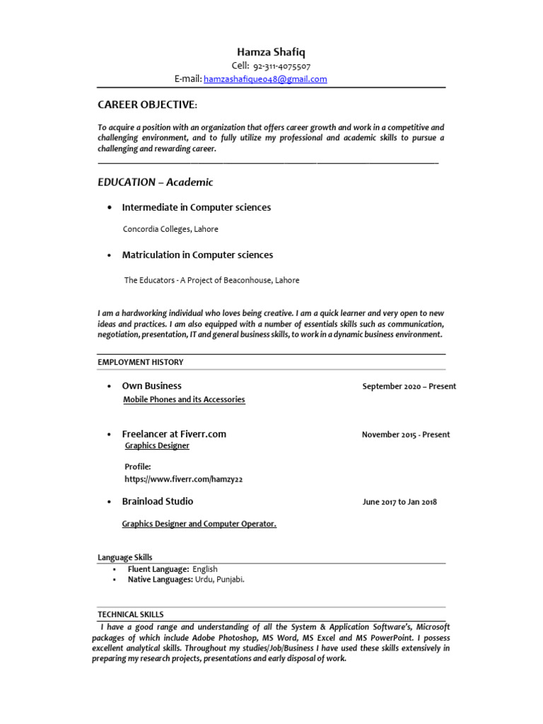 CV PDF | Download Free PDF | Computing