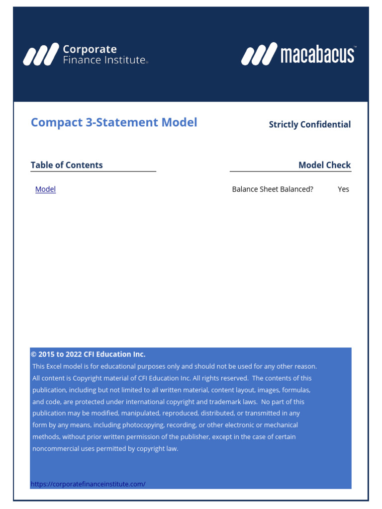 3-Statement Compact (Complete) | PDF | Equity (Finance) | Retained Earnings