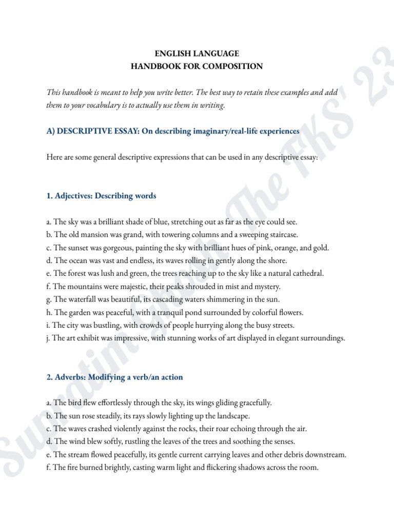 Eng Lang - Handbook For Composition | PDF | Argument | Sky