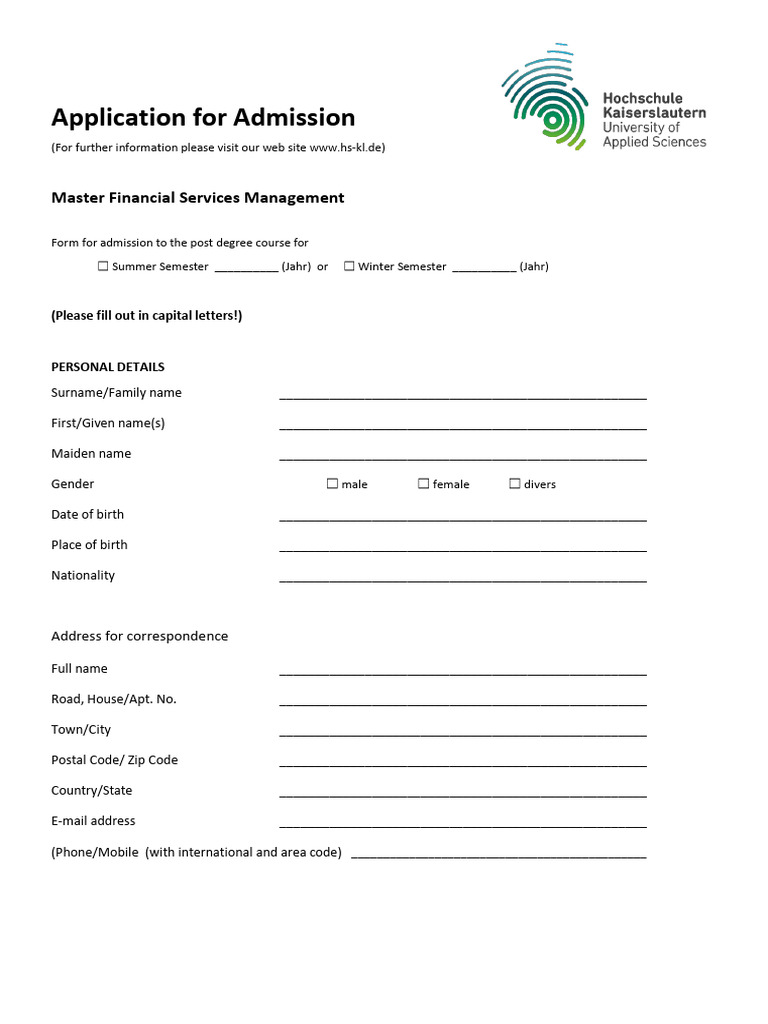 FSM Application For Admission UniAssist SS2024 | PDF | Academic Degree ...