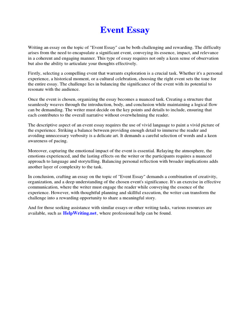 Event Essay | PDF | Methodology | Essays