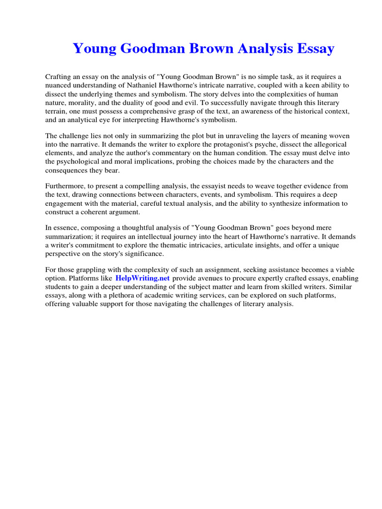 Young Goodman Brown Analysis Essay | PDF | Cetacea | Whales