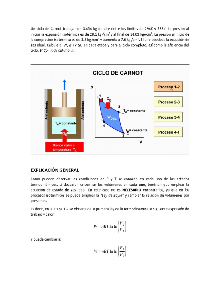 Ciclo Carnot | PDF | Gases | Calor