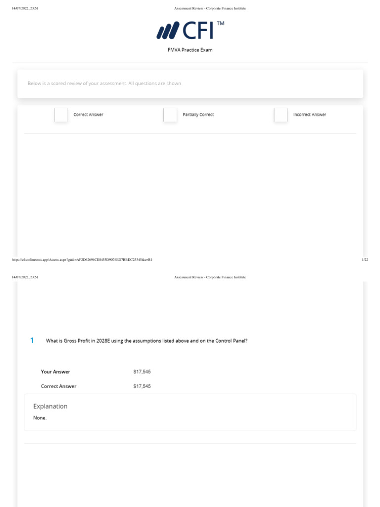 Assessment Review Fmva Practice Exam PDF | PDF | Debt | Revenue