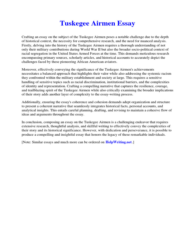 Tuskegee Airmen Essay | PDF | Essays | Penicillin