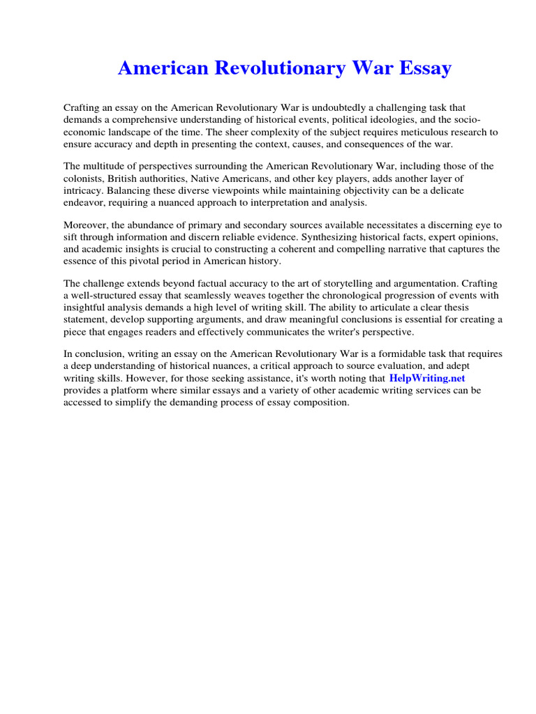 American Revolutionary War Essay | PDF | Strike Action | Stomach