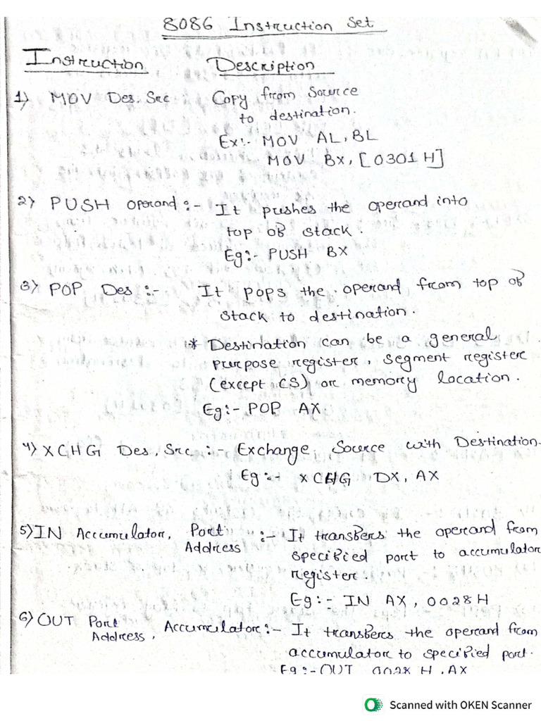 8086 Instructions | PDF