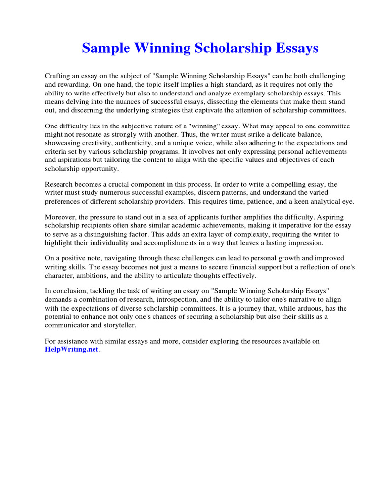 Crafting Winning Scholarship Essays | PDF | National Health Service ...