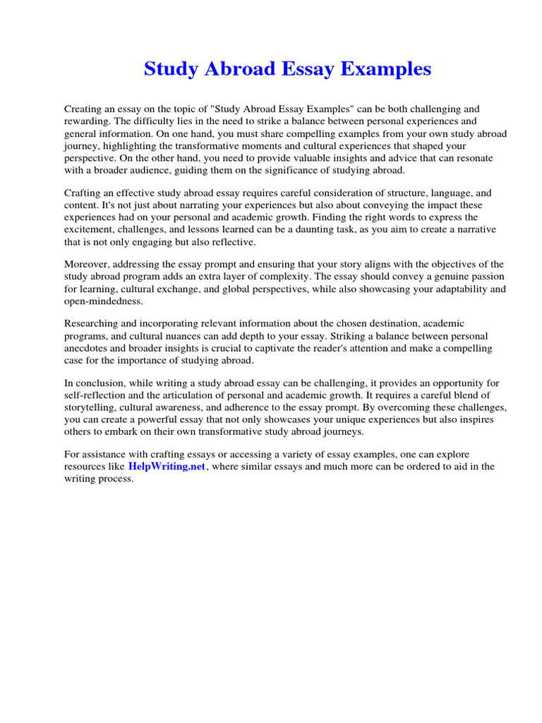 Study Abroad Essay Examples | PDF | Pol Pot | Democratic Kampuchea