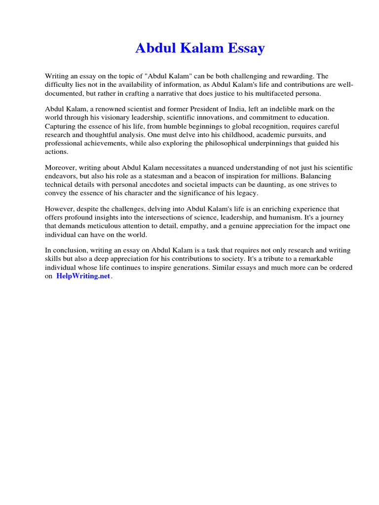 Abdul Kalam Essay | PDF | Hip Hop Music | Essays