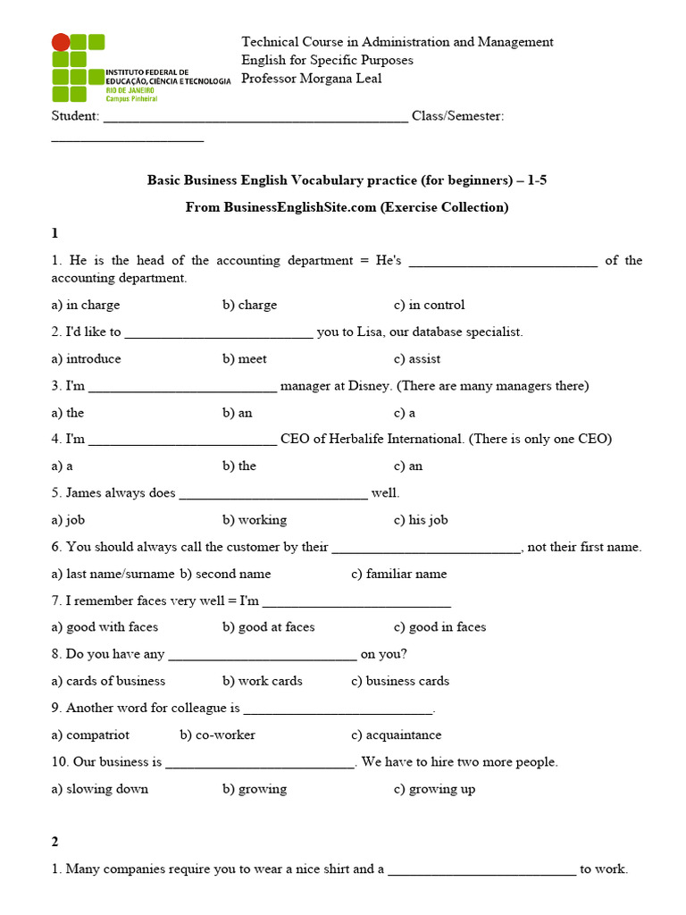 Business English Basics 1-5 | PDF | Taxes | Labor