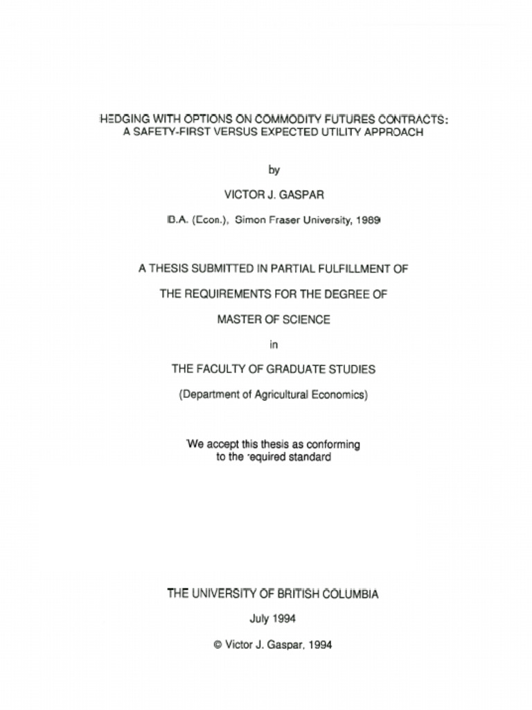 Hedging With Options On Commodity | PDF | Futures Contract | Option ...
