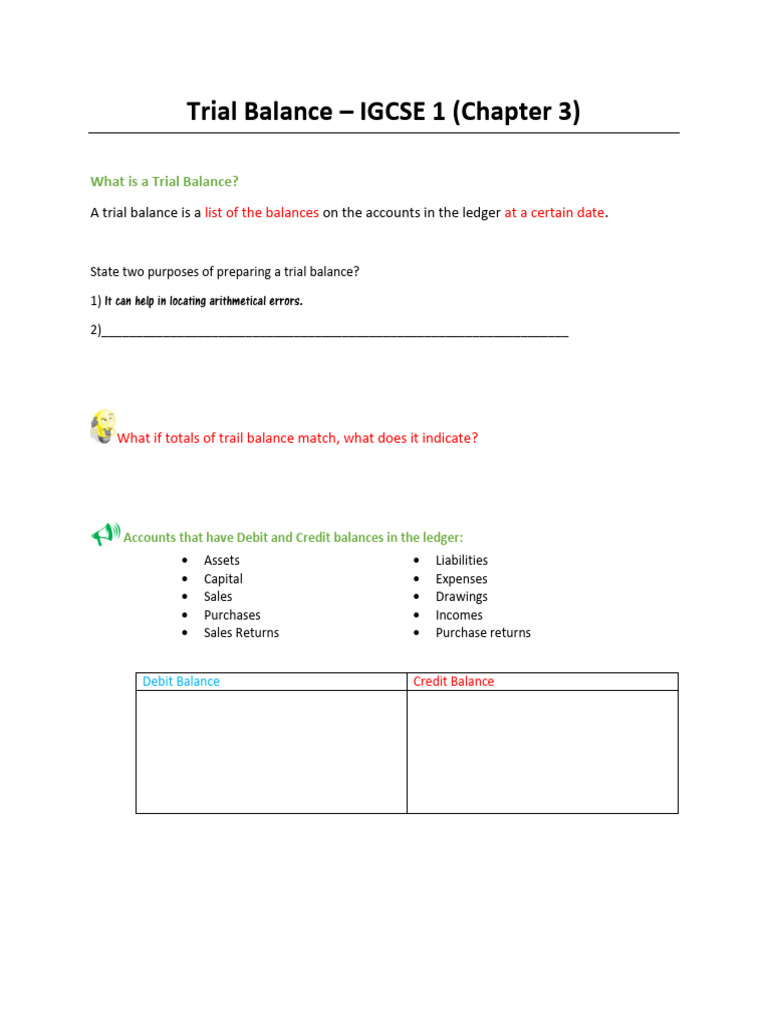 3 - Trial Balance - Chapter 3 | PDF