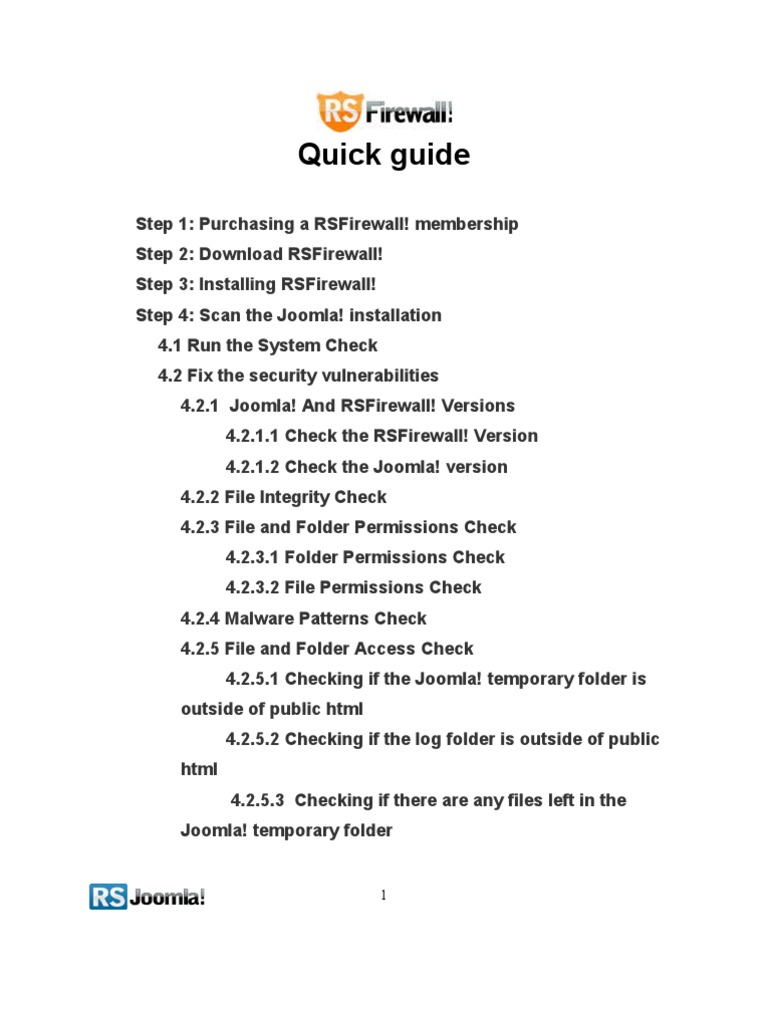 RSFirewall Quick Guide | PDF | Php | File Transfer Protocol