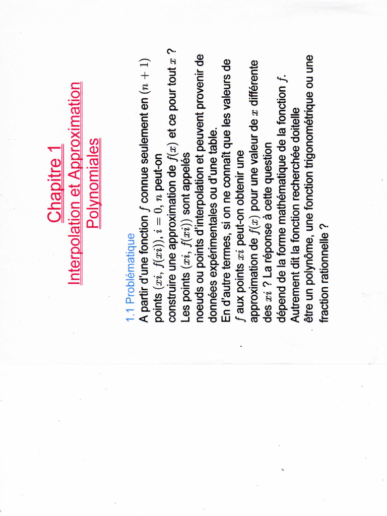 CHAPITRE 1 Interpolation Et Approximations Polynomiale | PDF