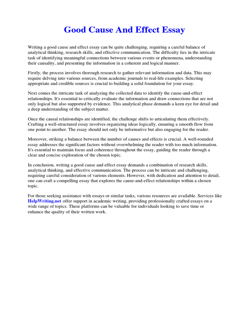 Good Cause and Effect Essay | PDF | Essays | Causality