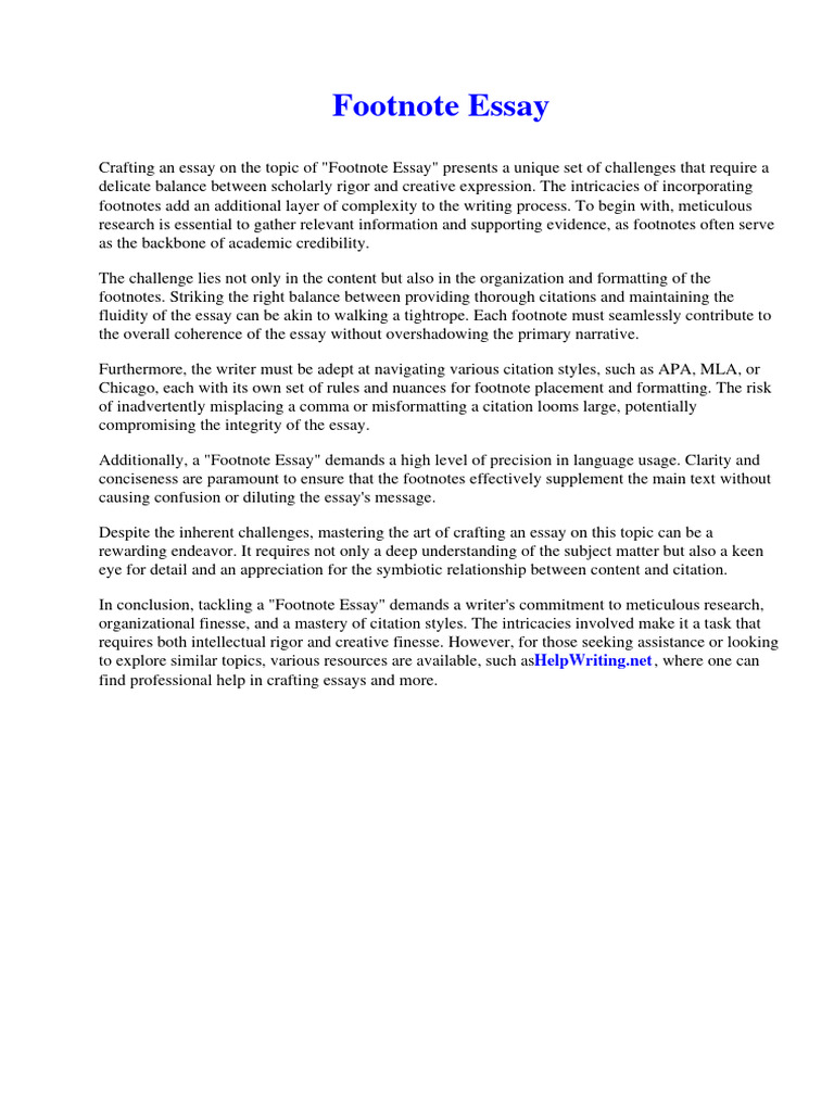 Footnote Essay | PDF | Citation