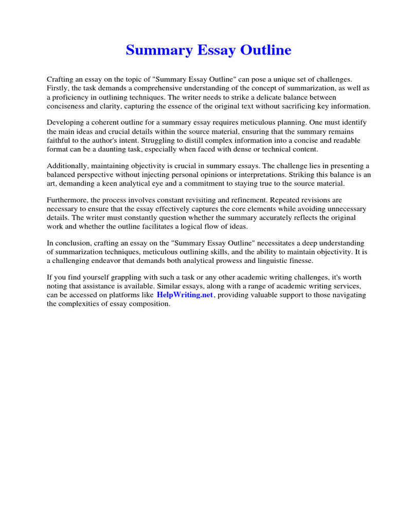 Summary Essay Outline | PDF | Predation | Essays