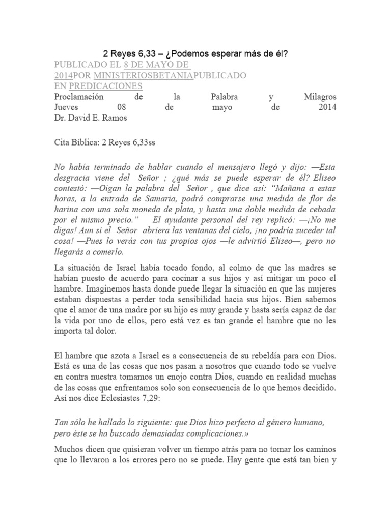 2 Reyes 6 | PDF | Saulo | Dios