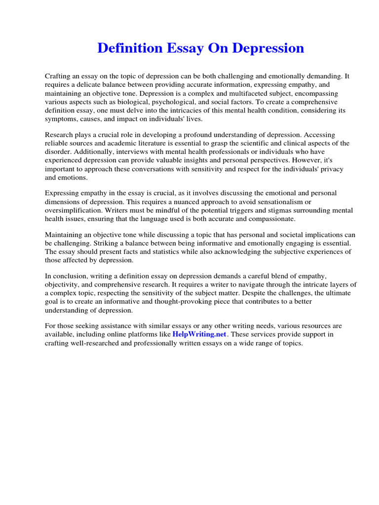 Crafting a Definition Essay on Depression | PDF | Empathy | Mental Health