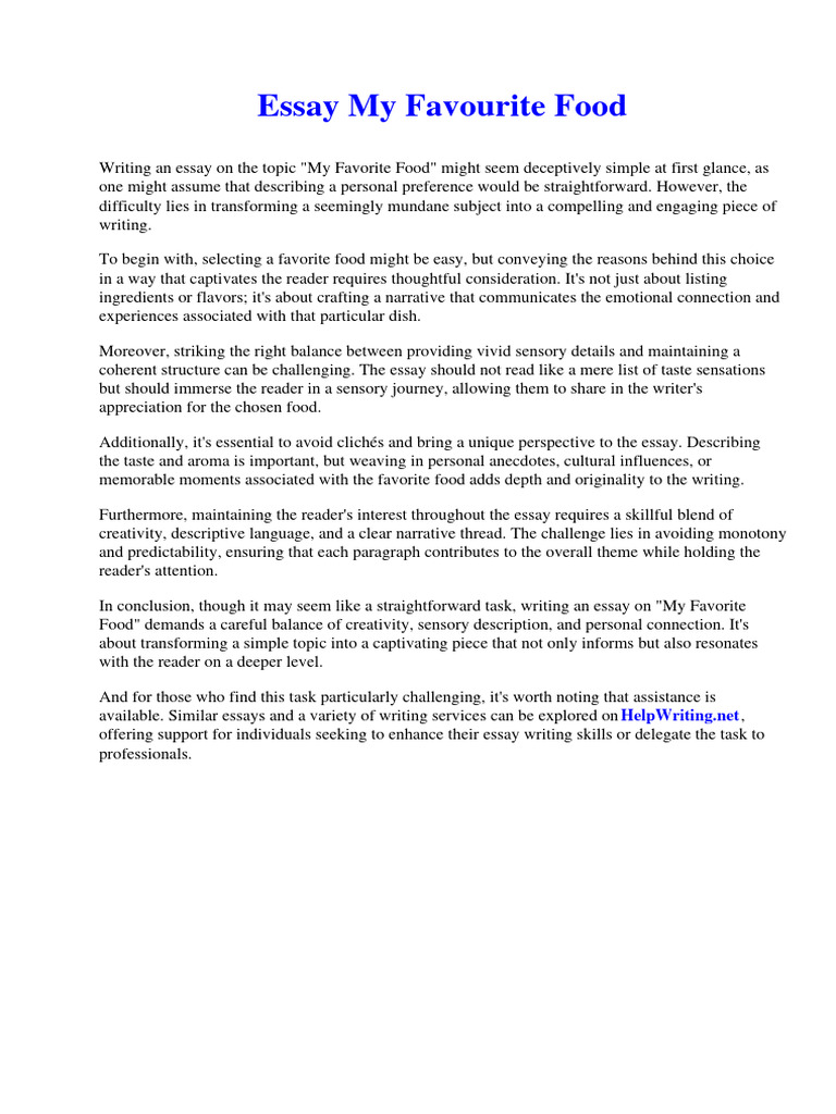 Essay My Favourite Food | PDF | Essays | Empire Of Japan