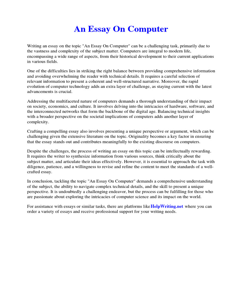 An Essay on Computer | PDF | Essays | Émile Durkheim