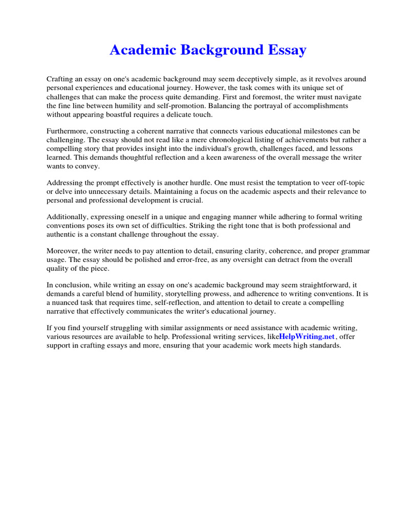 Academic Background Essay | PDF | Essays | Supply Chain