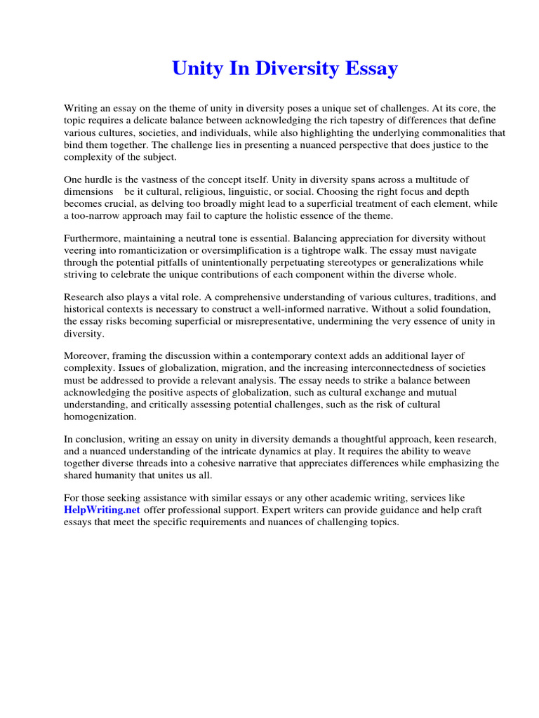 Unity in Diversity Essay | PDF | Netflix | Streaming Media