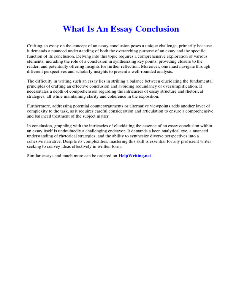 What Is An Essay Conclusion | PDF