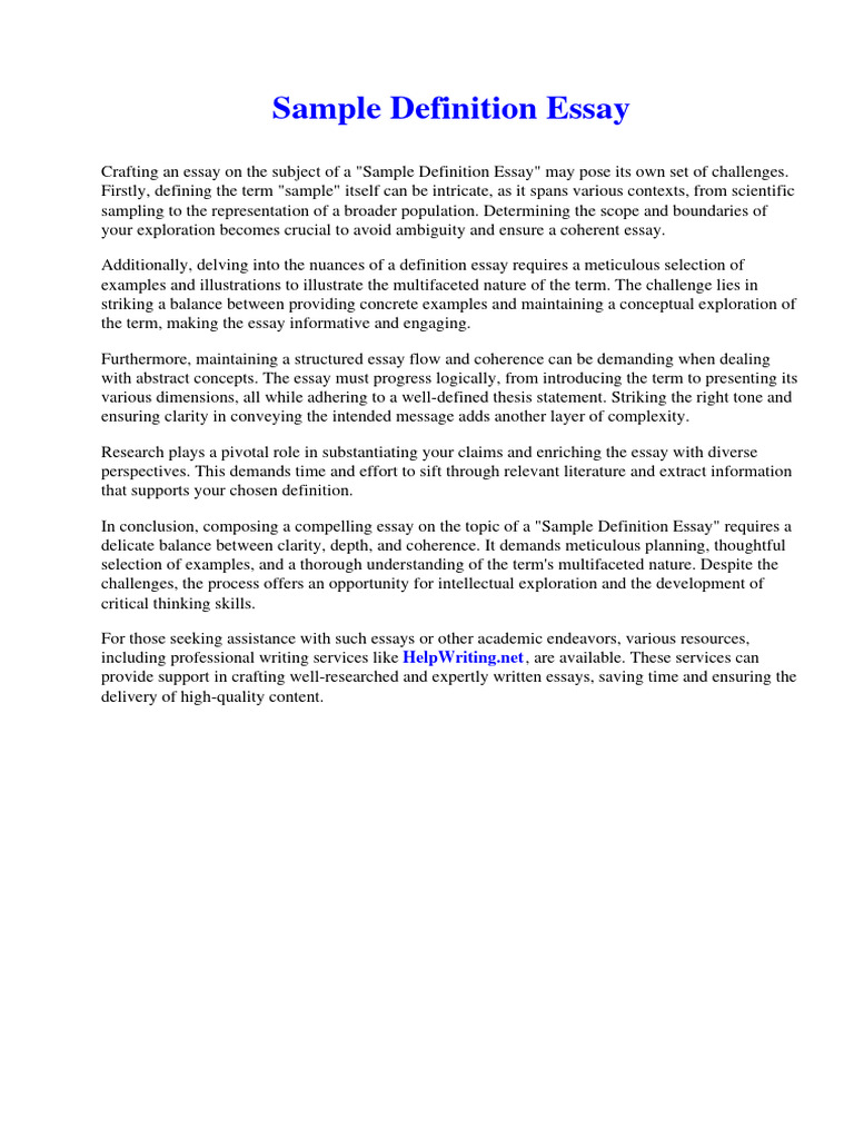 Sample Definition Essay | PDF | Prejudices | Essays