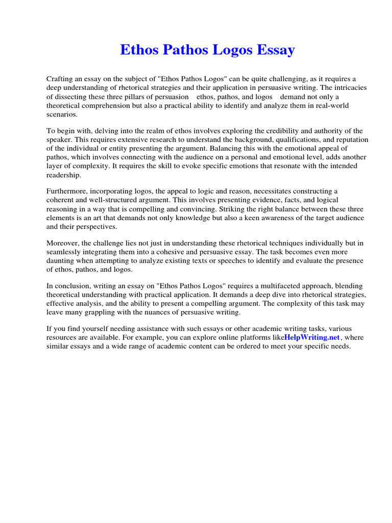 Ethos Pathos Logos Essay | PDF | Rhetoric