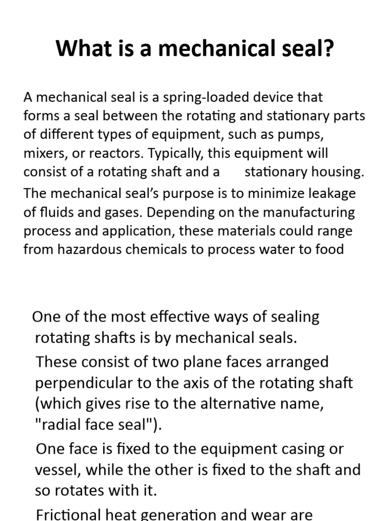 Final 1 Mechanical Seals | PDF | Pump | Leak