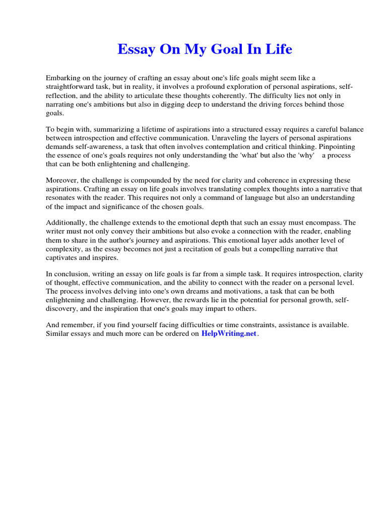 Essay On My Goal in Life | PDF | Airbag | Chemistry