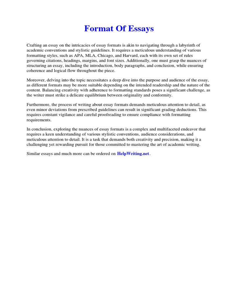 Format of Essays | PDF | Essays