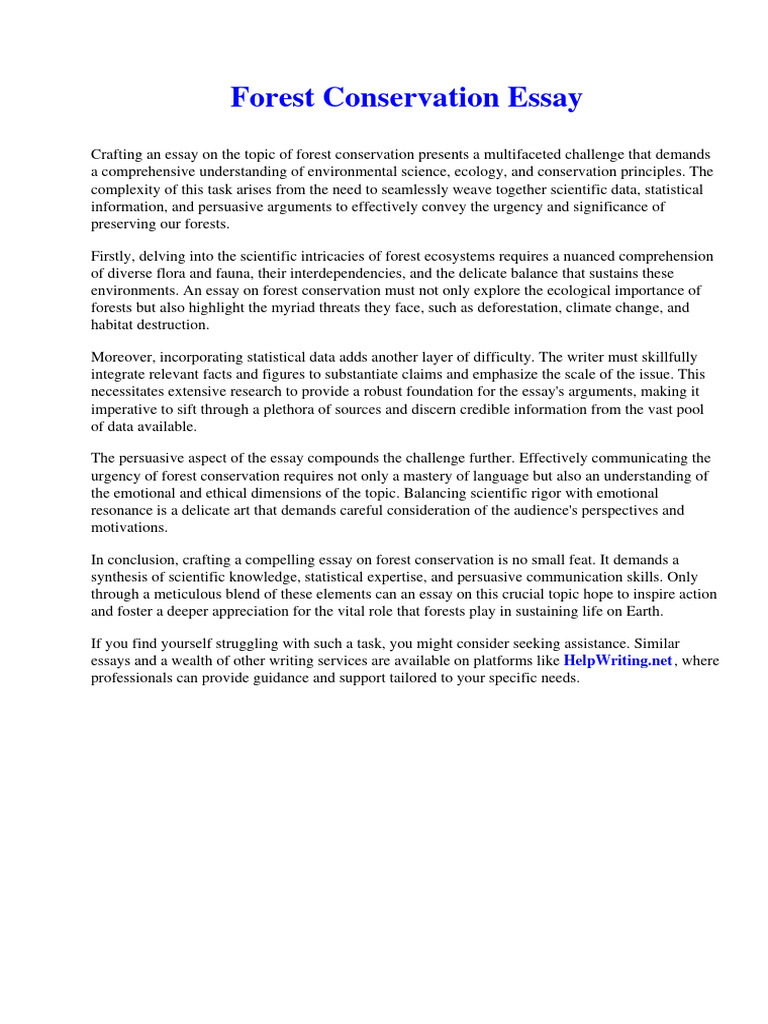 Forest Conservation Essay | PDF | Fat