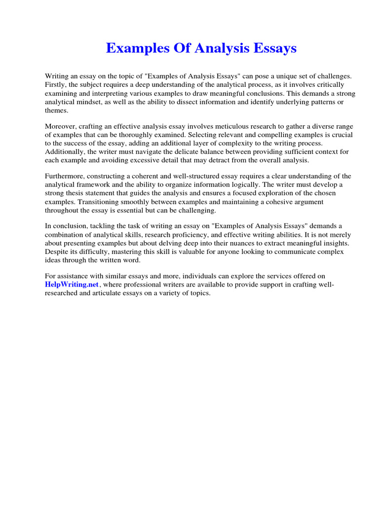 Examples of Analysis Essays | PDF | Essays | Agile Software Development