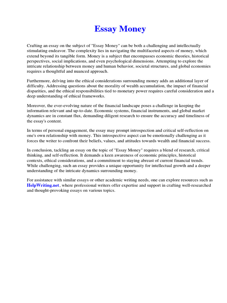 Essay Money | PDF | School Counselor | Etiquette