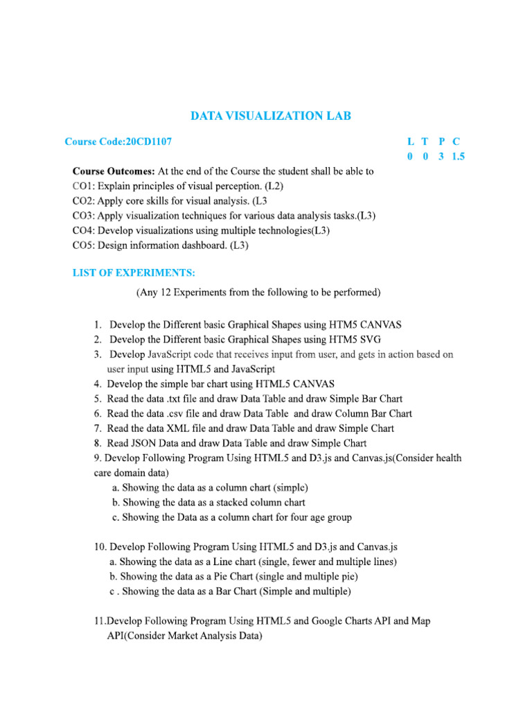 Data Visualization Lab Syllabus | PDF Data Visualization Lab Syllabus | PDF