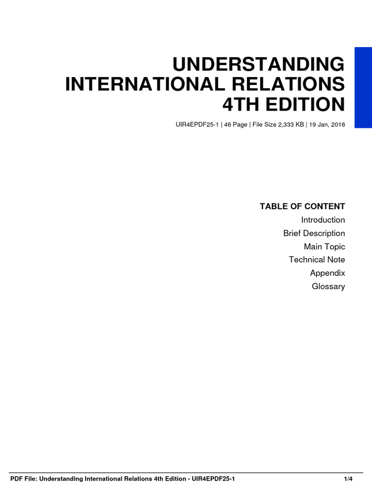 Understanding International Relations 4th Edition | PDF | Information Science | Software