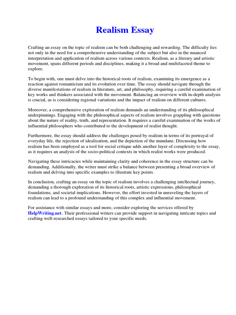 Realism Essay | PDF | Realism (Arts) | Essays