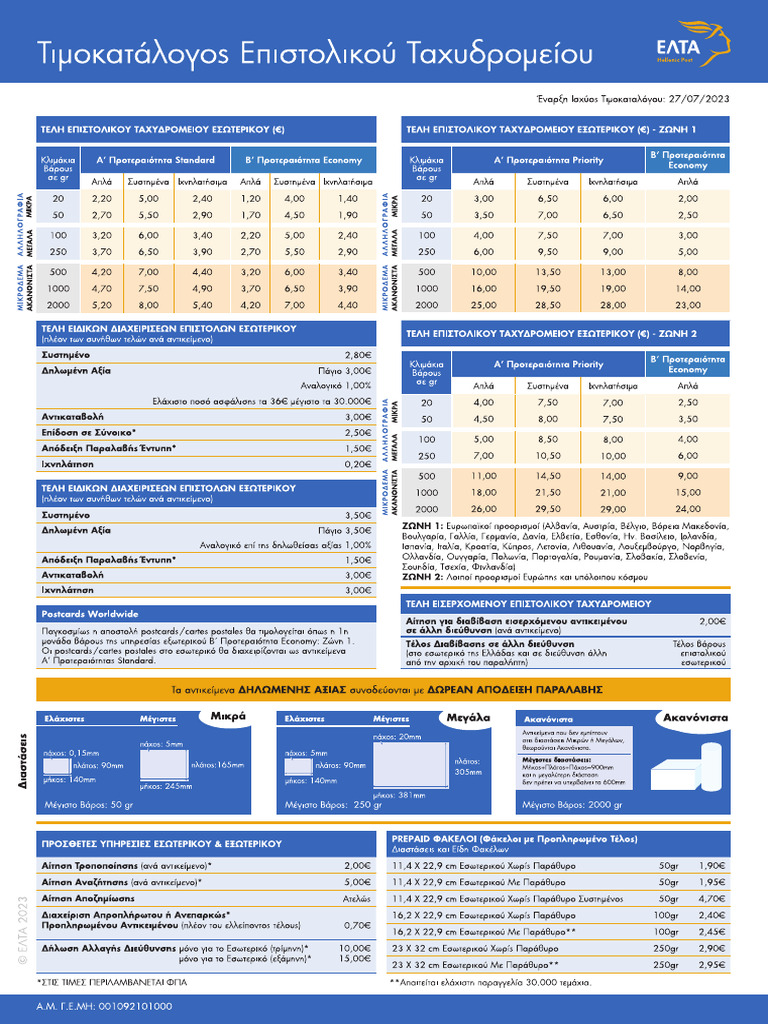 Timokatalogos Epistolikou 2023 | PDF