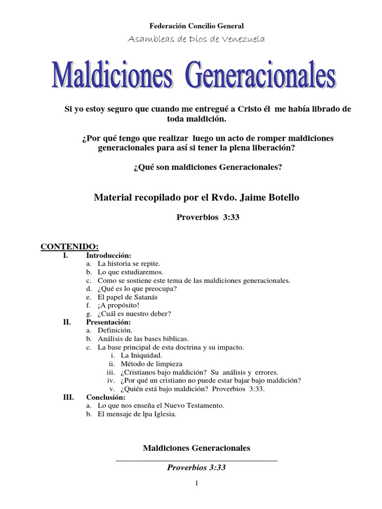 Maldiciones Generacionales | PDF | Pecado | Demonios
