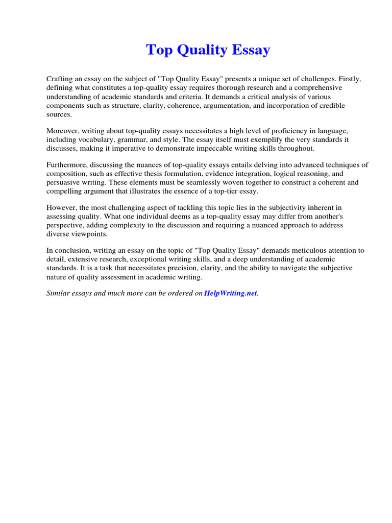 Top Quality Essay | PDF | Essays | Psychology